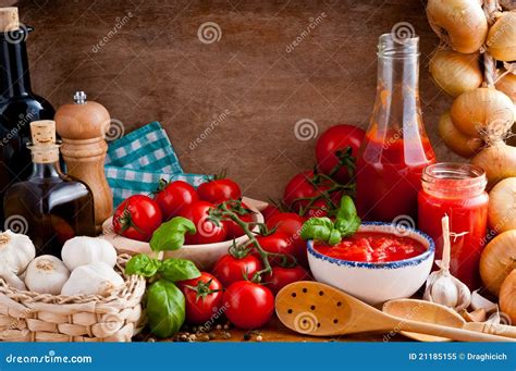Tomato Sauce And Ingredients Stock Image Image Of Tomatoes