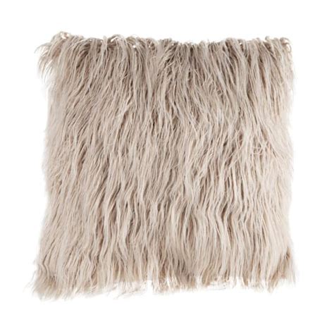 Coffee In W X In L Faux Mongolian Fur Decorative Throw Pillow PUS The Home Depot