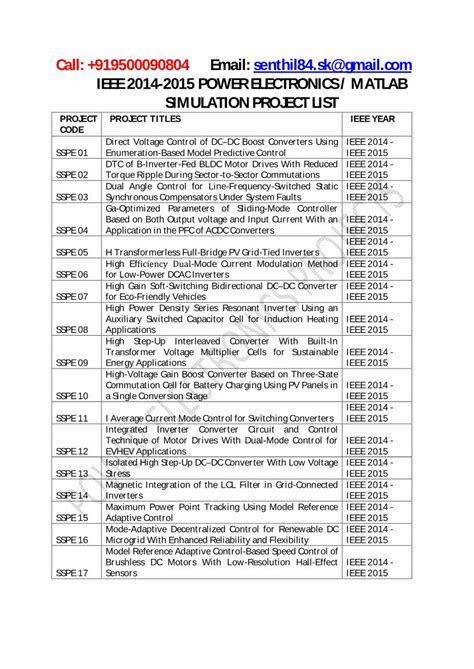 Pdf Ieee Matlab Simulink Power Electronics Projects Titles