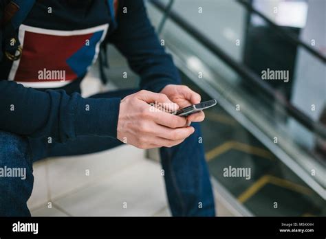 A Man Uses Mobile Phone Applications For Social Communication Mobile