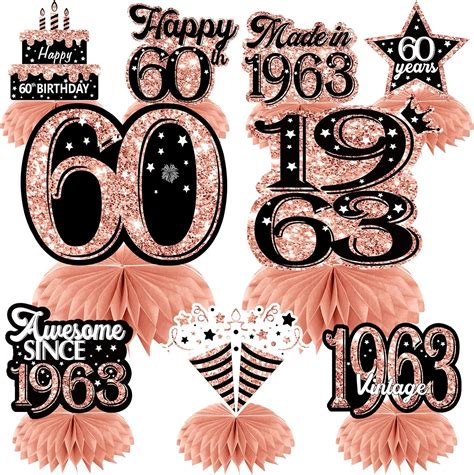 Uiorgui 9pcs 60th Birthday Decorations Honeycomb Centerpiece For Women