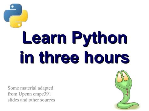 Python Doc And Learn Python In Three Hours Ppt