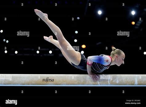 Netherlands Sanne Wevers Competes On The Beam During Womens