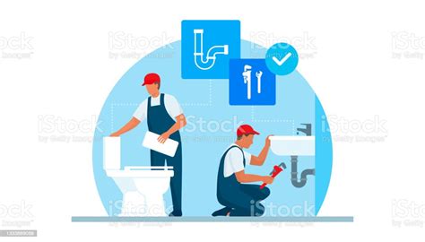직장에서 전문 배관공 연관공에 대한 스톡 벡터 아트 및 기타 이미지 연관공 배수관 수리 Istock