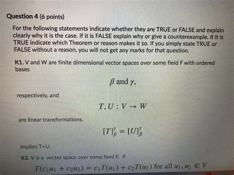 Solved Question Points For The Following Statements Chegg