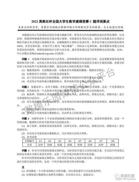 2022年数学建模国赛（a题b题c题）评阅要点2022国赛a题 Csdn博客