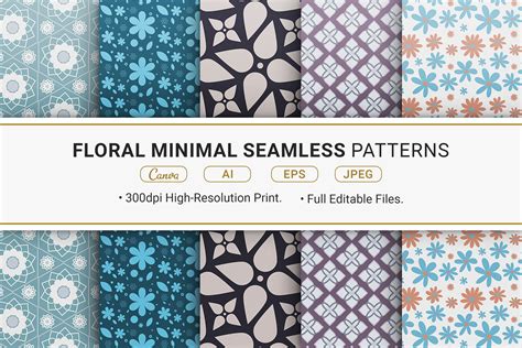 Floral Minimal Seamless Patterns Graphic By Jundi · Creative Fabrica