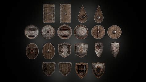 Shield Props 10 Assets 3d Model Download Bladed Weapon On