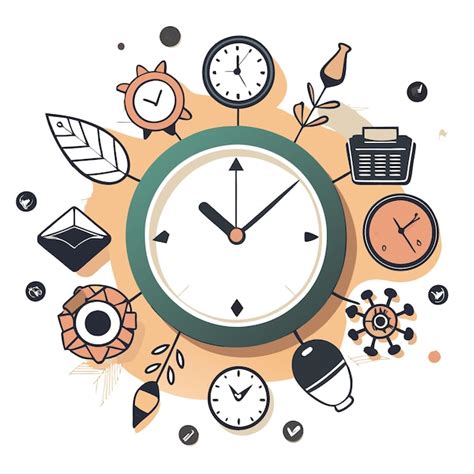 A Clock Surrounded By Various Time Management Icons Like A Calendar