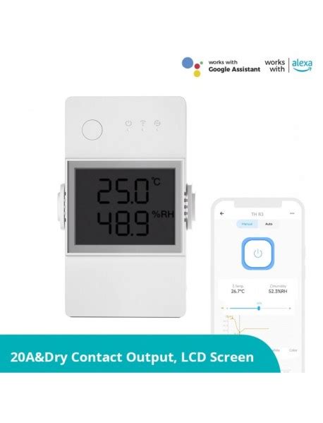 Sonoff Releu Inteligent WiFi Sonoff TH Elite R A Cu Ecran LCD THR D