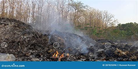Garbage Burning By The Roadside With Thick Smoke Royalty Free Stock
