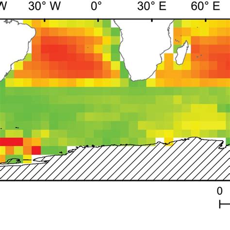 Average Austral Summer Chlorophyll‐a Concentration Mgm³ Derived From