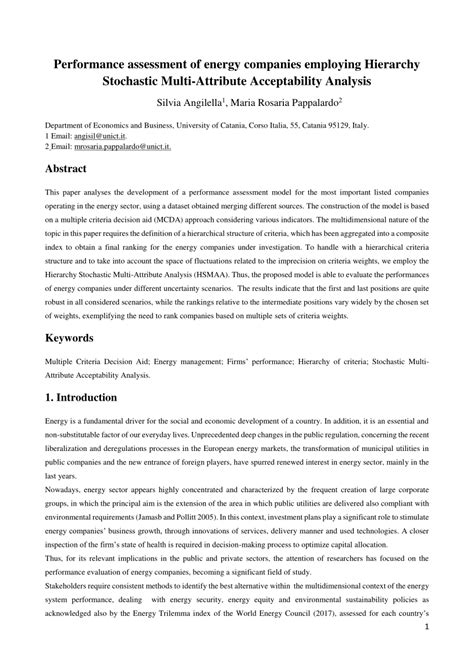 Pdf Performance Assessment Of Energy Companies Employing Hierarchy