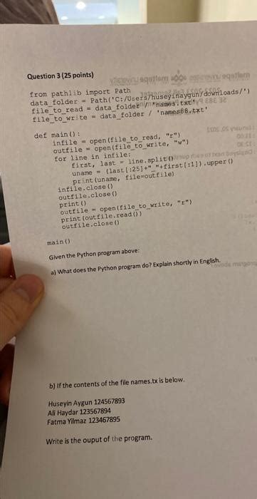 Solved Question Points Given The Python Program Chegg