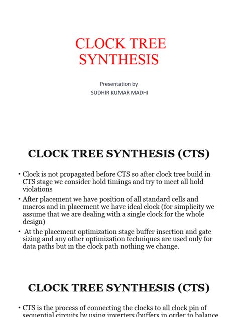 clock tree synthesis presentation by sudhir kumar madhi pdf