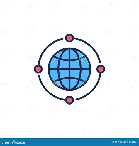 Earth Globe And Neural Network Vector AI Concept Colored Icon Stock