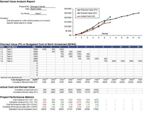 Earned Value Analysis Report Spreadsheet Intended For Earned Value