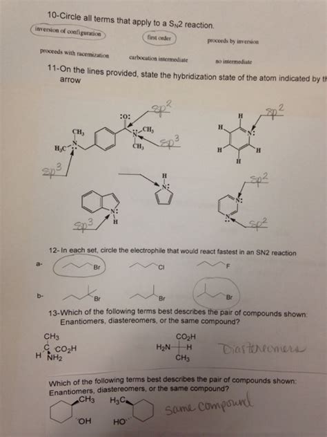 Solved 11 Hybridization State Of The Atom Indicated By The
