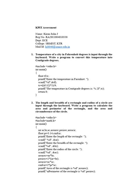 Kpit Assessment Pdf Trigonometric Functions Euclidean Geometry