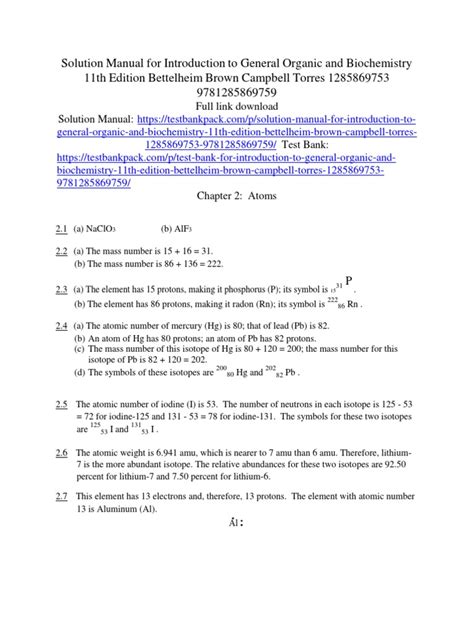 Solution Manual For Introduction To General Organic And Biochemistry