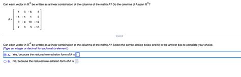 Solved Can Each Vector In R4 Be Written As A Linear