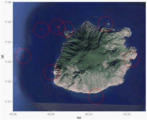 R Plot Circle With A Certain Radius Around Point On A Map In Ggplot Stack Overflow