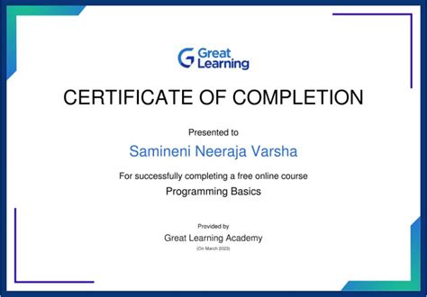 Neeraja Varsha Samineni On Linkedin Certificateofcompletion Greatlearning Greatlearningacademy