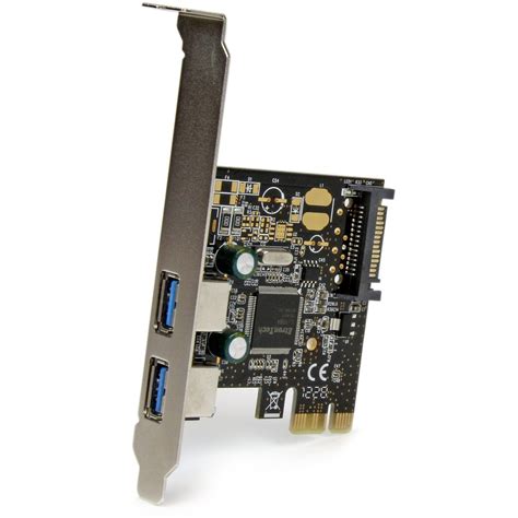 StarTech Com 2 Port PCI Express PCIe SuperSpeed 5Gbps USB 3 0 Controller Card W SATA Power