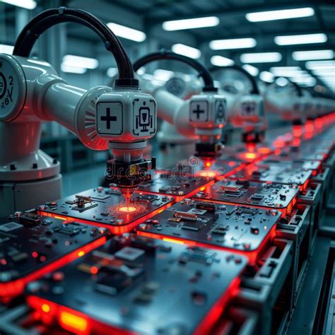 Robotic Technology Assembling Circuit Boards With Accuracy Generative Ai Stock Illustration