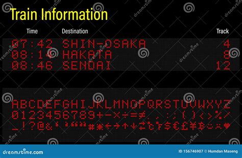 LED Digital Font Letters Numbers And Symbols Stock Vector Illustration Of English Grid 156746907