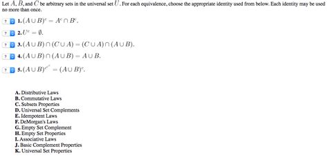 Solved Let A B And C Be Arbitrary Sets In The Universal