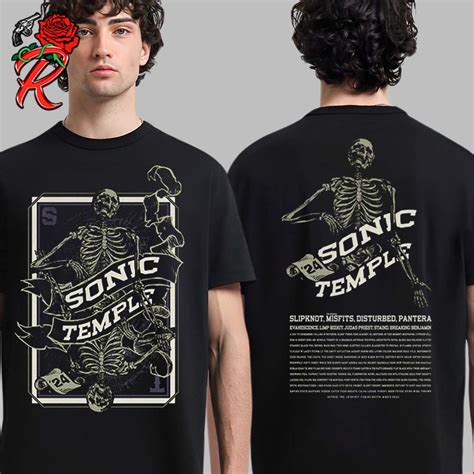 Sonic Temple Festival 2024 Merch Skeleton Playing Card Two Sides Unisex T Shirt Reverholic