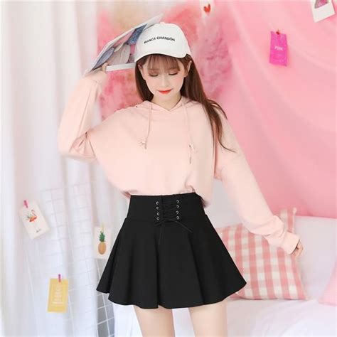 Black High Waist Skirt Kawaii Clothes Japanese Outfits Harajuku