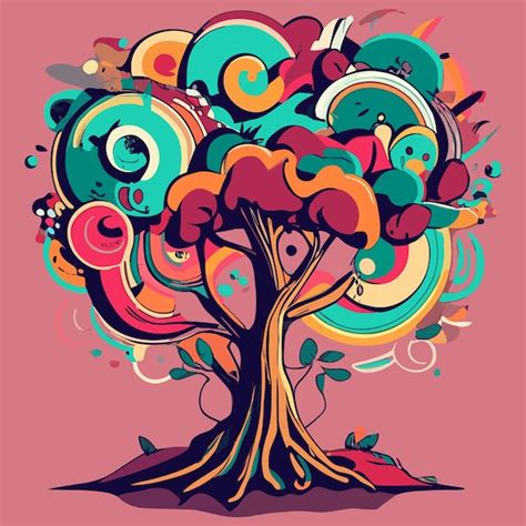 Premium Vector Tree Vector Art Landscape Illustration