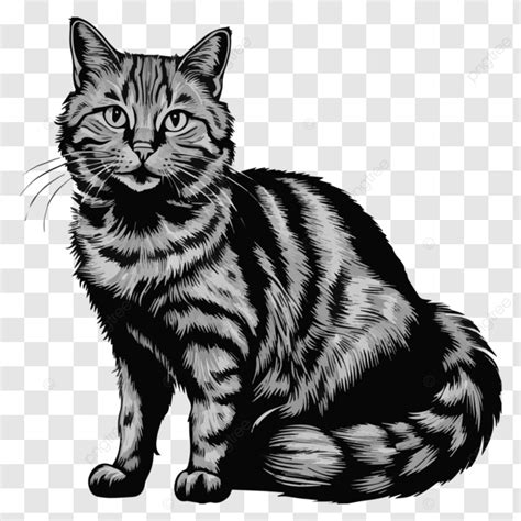The Cat Is Sitting With Its Tail Curled Around Body Expressive Eyes