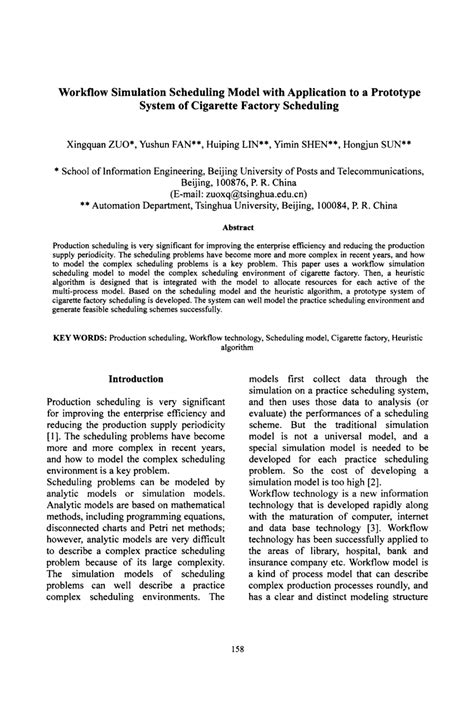 [pdf] workflow simulation scheduling model with application to a