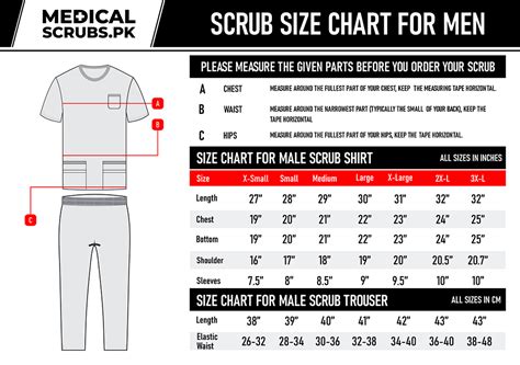 Size Guide Medicalscrubspk
