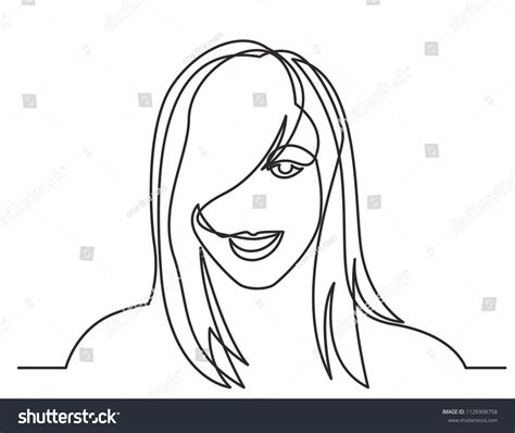 Continuous Line Drawing Healthy Beautiful Young Stock Vector Royalty