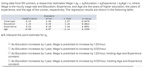 Solved Using Data From 50 Workers A Researcher Estimates Chegg