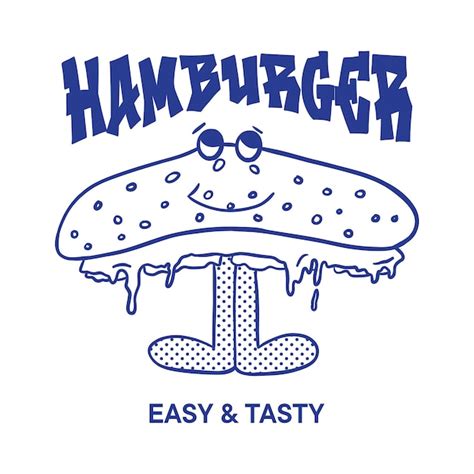 Ilustración Retro De Dibujos Animados De Hamburguesas Dibujados A Mano