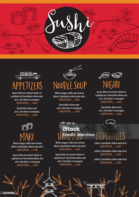 Sushi Restaurant Menu Template Design向量圖形及更多壽司圖片 壽司 餐牌 小冊子 Istock