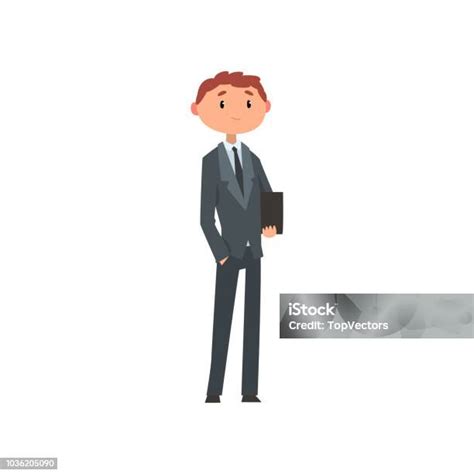 비즈니스에서 젊은 남자 서류 가방 만화 벡터 일러스트 레이 션에 흰색 배경으로 맞게 개발에 대한 스톡 벡터 아트 및 기타 이미지