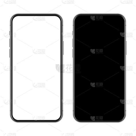 真实的智能手机与空白触摸屏隔离在白色背景无框手机在前视图高质量详细的设备模型矢量图