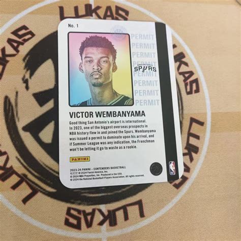 撸卡厮 Lukas 2324 球票 马刺 法国状元 文班亚马 Victor Wembanyama 超大比例 箱货 护照特卡 肖像照片 国内第一