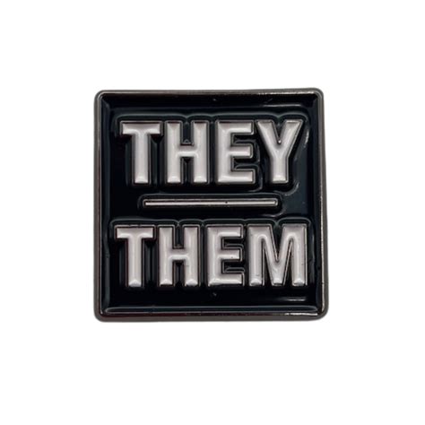 They Them Pronoun Pin Badge Navy Square THE PRIDE SHOP