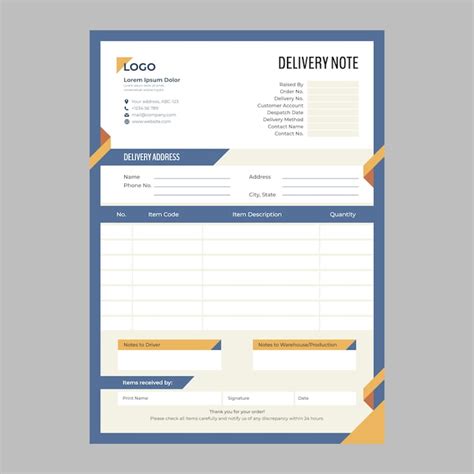 Modelo De Nota De Entrega De Design Plano Vetor Grátis