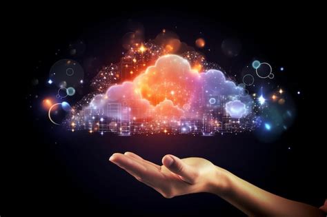 Premium Photo Cloud Computing Concept With Digital Screen With