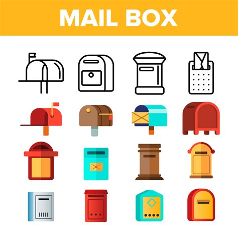 Mail Box Post Linear And Flat Vector Icons Set 9922937 Vector Art At Vecteezy