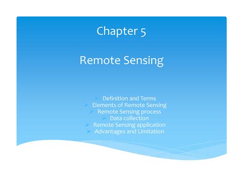 Chapter 5 Remote Sensing Chapter Remote Sensing Definition And Terms Elements Of Remote