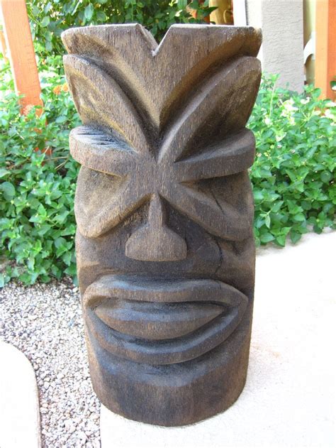 Tiki Republic Tiki Tree Carving Wood Carving Art Small Garden Office Tiki Pole Diy Outdoor